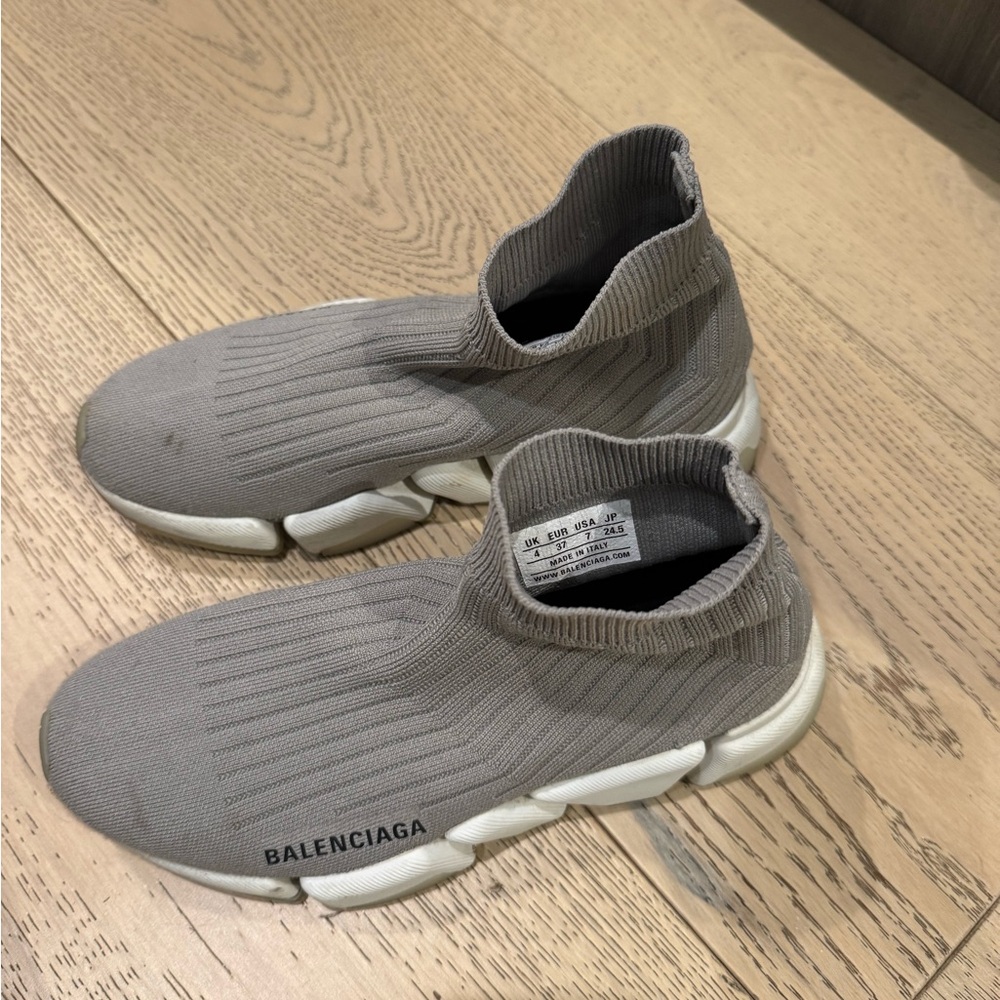 Balenciaga Speed Knitted Sneakers Light Gray Size 37 - Gem